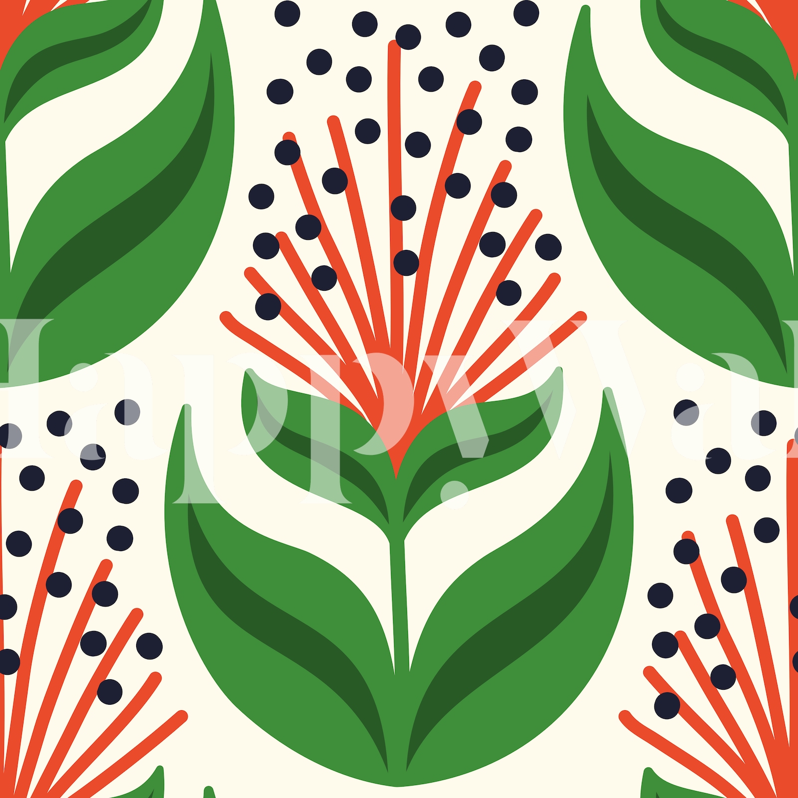 Red Green Floral Wallpaper for Modern Decor