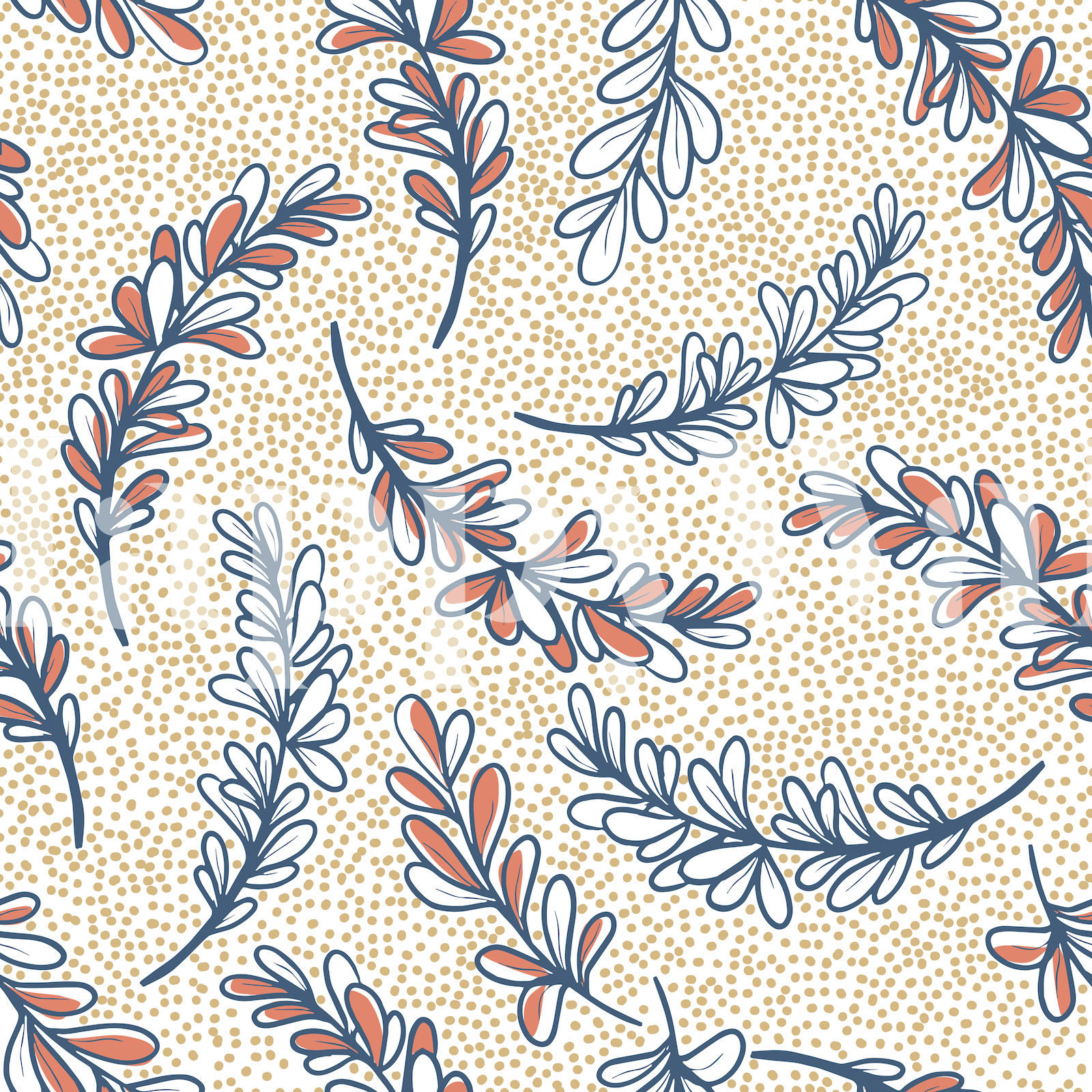 Floral Dotted Wallpaper with Pink and Navy