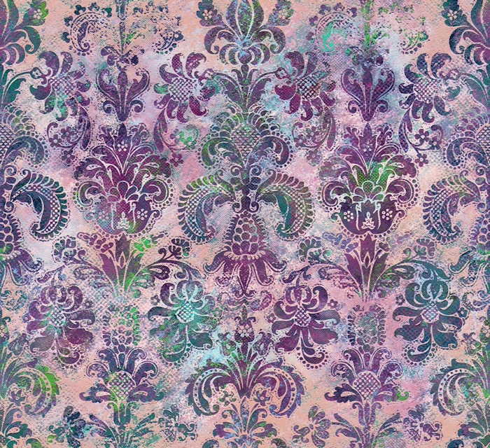 Grunge Damask Pattern Plum Blush - Happywall