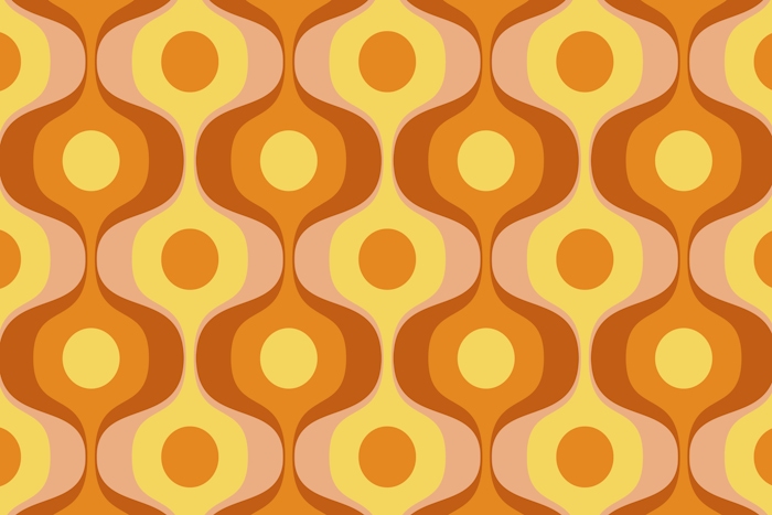 Yellow Retro Geometric Wallpaper for Living Room