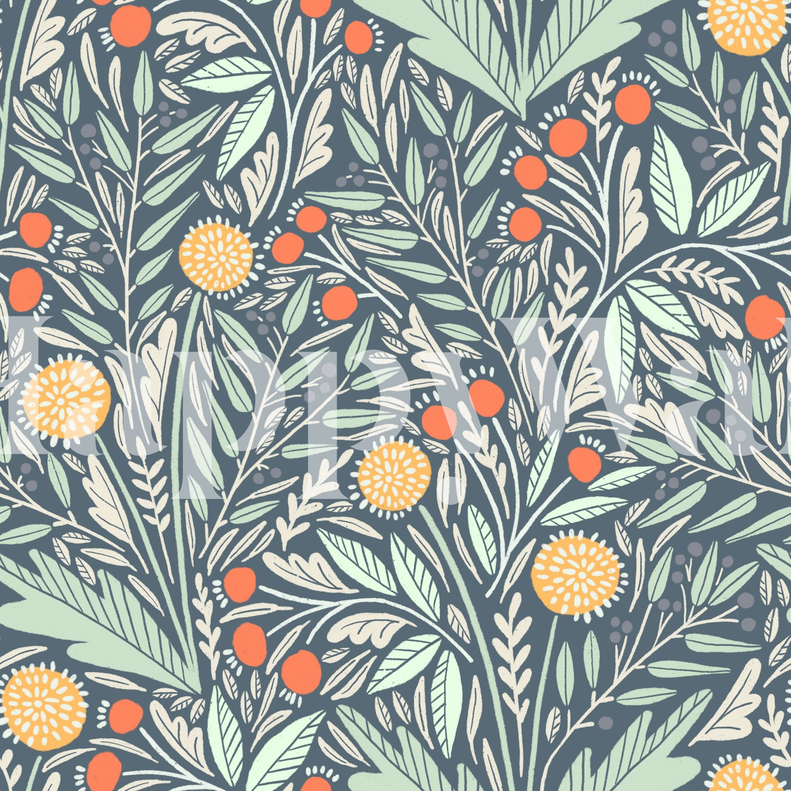 Astrid Blue Wallpaper - happywall.com