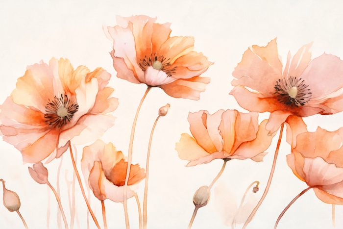 Peach Poppy Petal Wallpaper | happywall.com