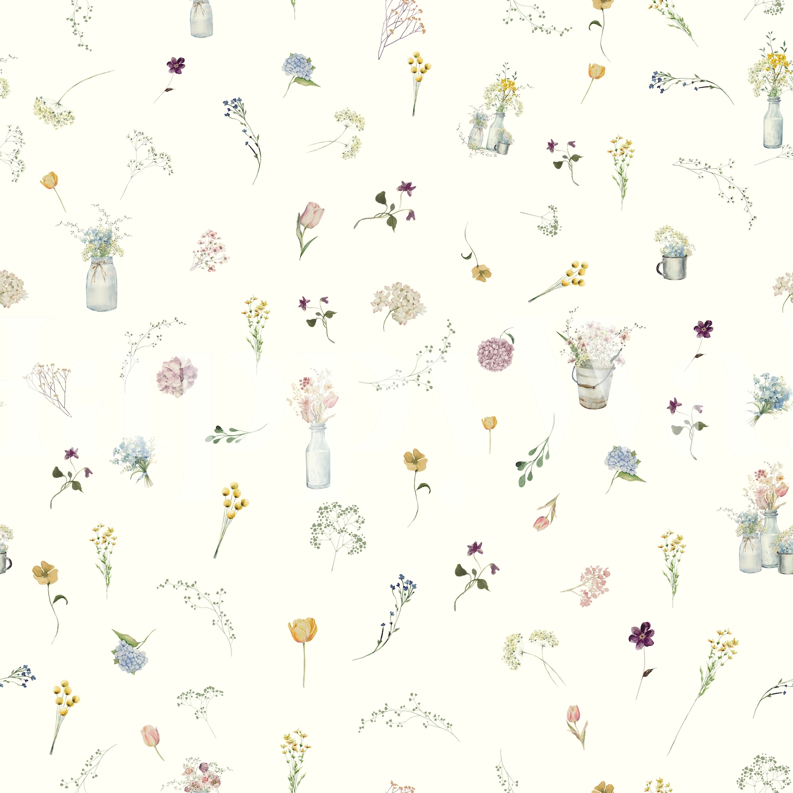 Cottage Spring Flowers - Happywall