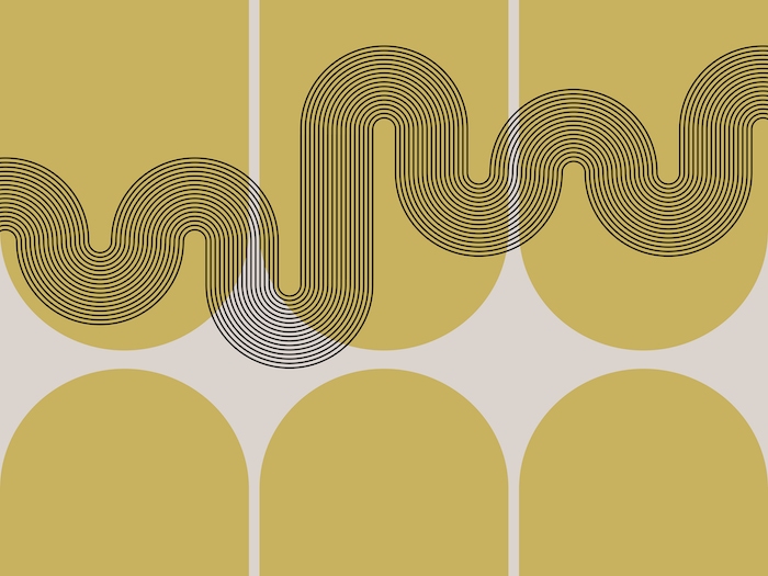 Mid-Century Bold Shapes Wave Wallpaper | happywall.com
