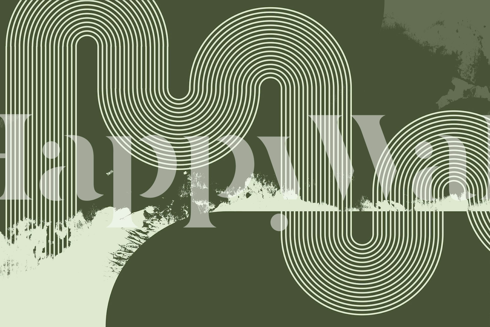 Mid Century Modern Curvy Lines Green Wallpaper