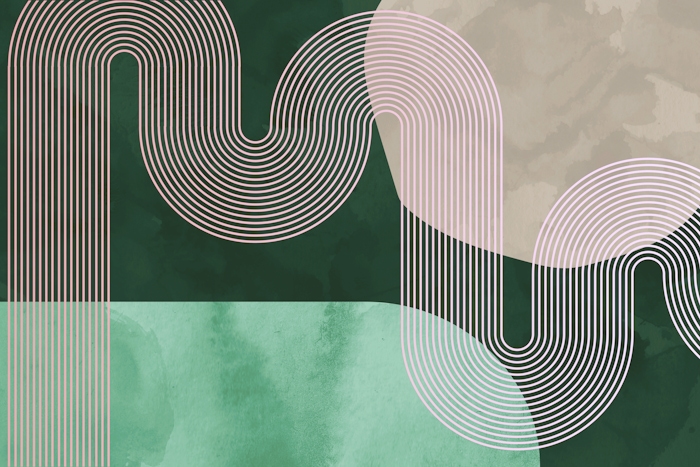 Vibrant Mid Century Modern Curvy Lines Wallpaper