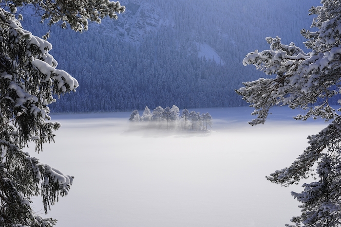 Fog Over Frozen Lake Wallpaper - Buy Online | Happywall