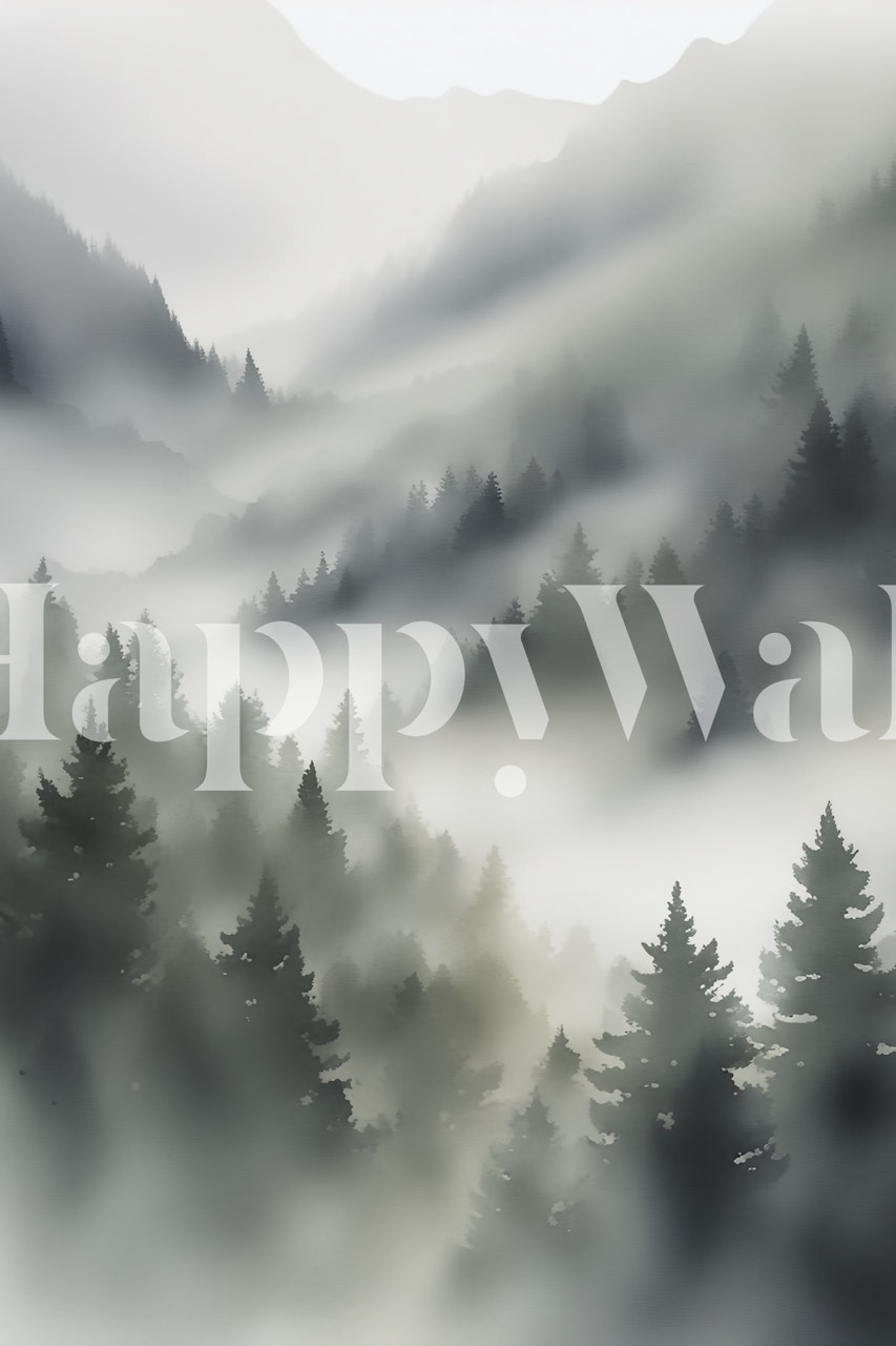 Moody Forest Mist Wallpaper - happywall.com