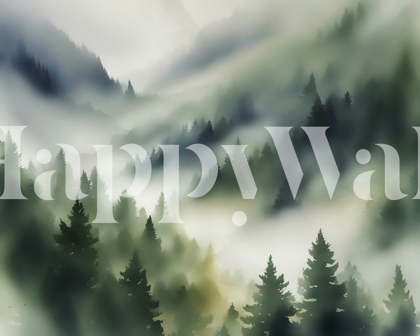 Misty Moody Forest Wallpaper | happywall.com