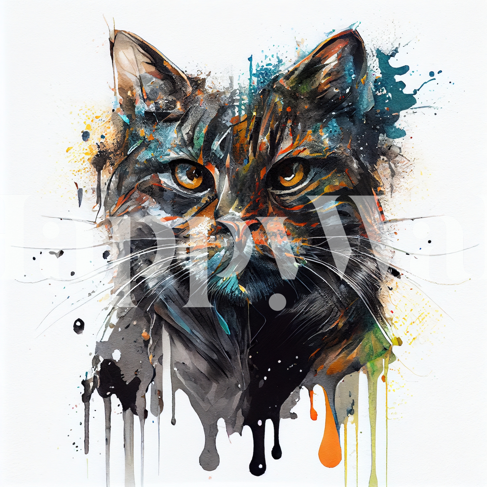 Colorful Watercolor Cat Wallpaper