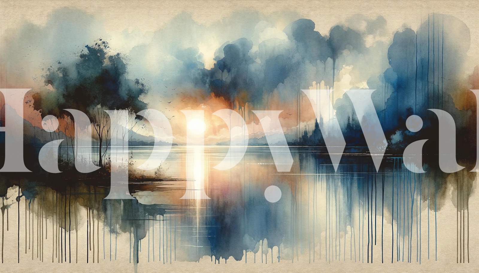 Watercolor Landscape Lake Wallpaper