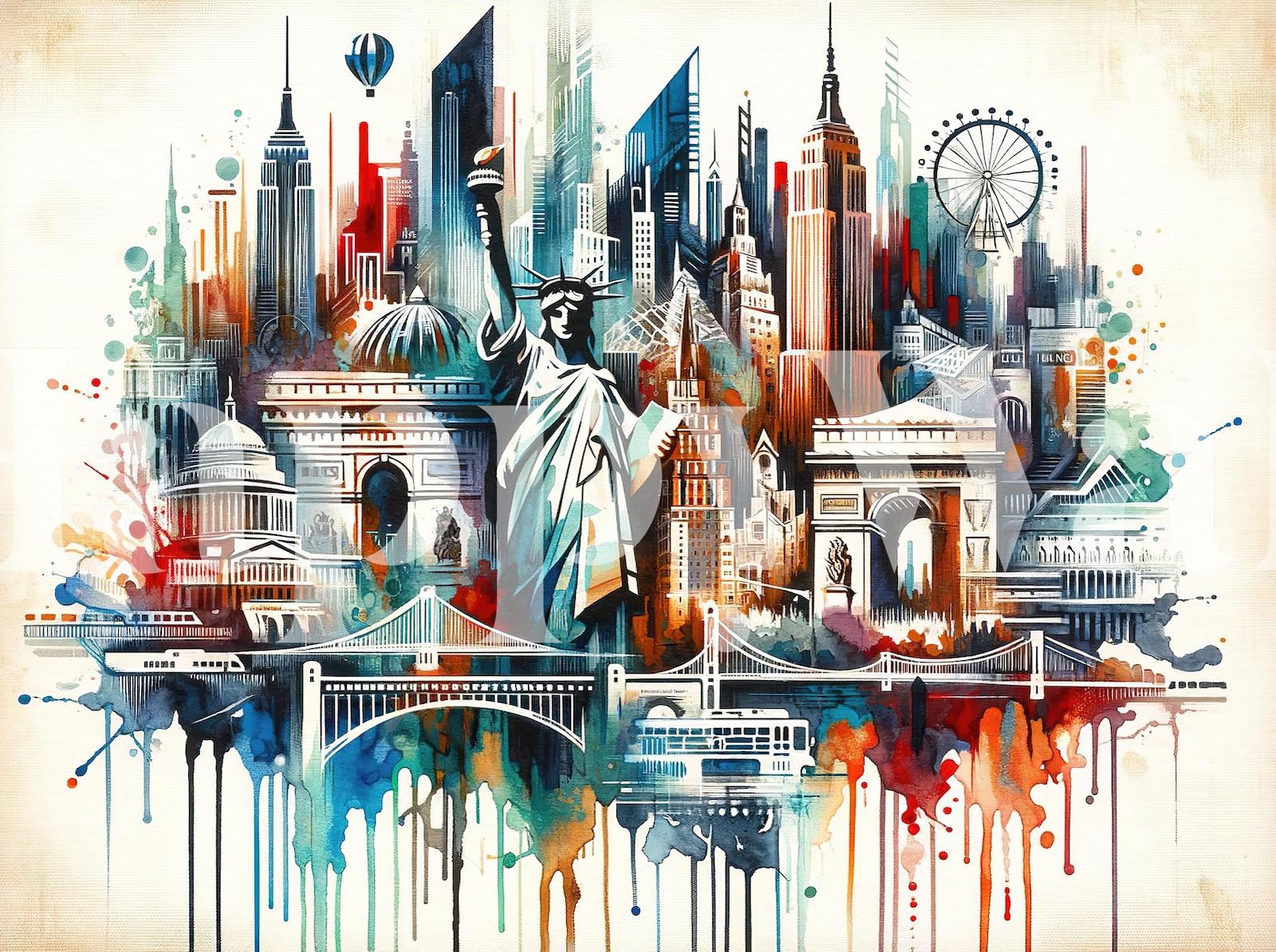 Abstract Watercolor New York - happywall.com