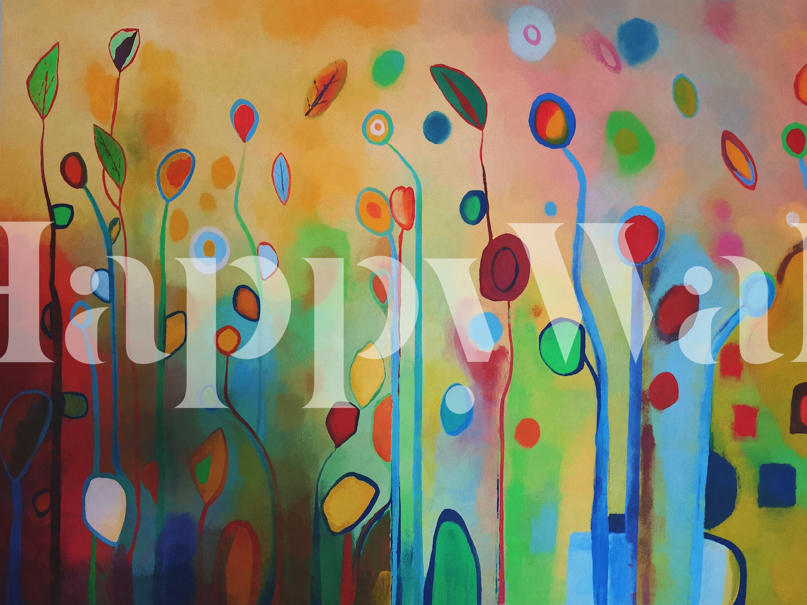 Colorful Flowers Dancing - happywall.com