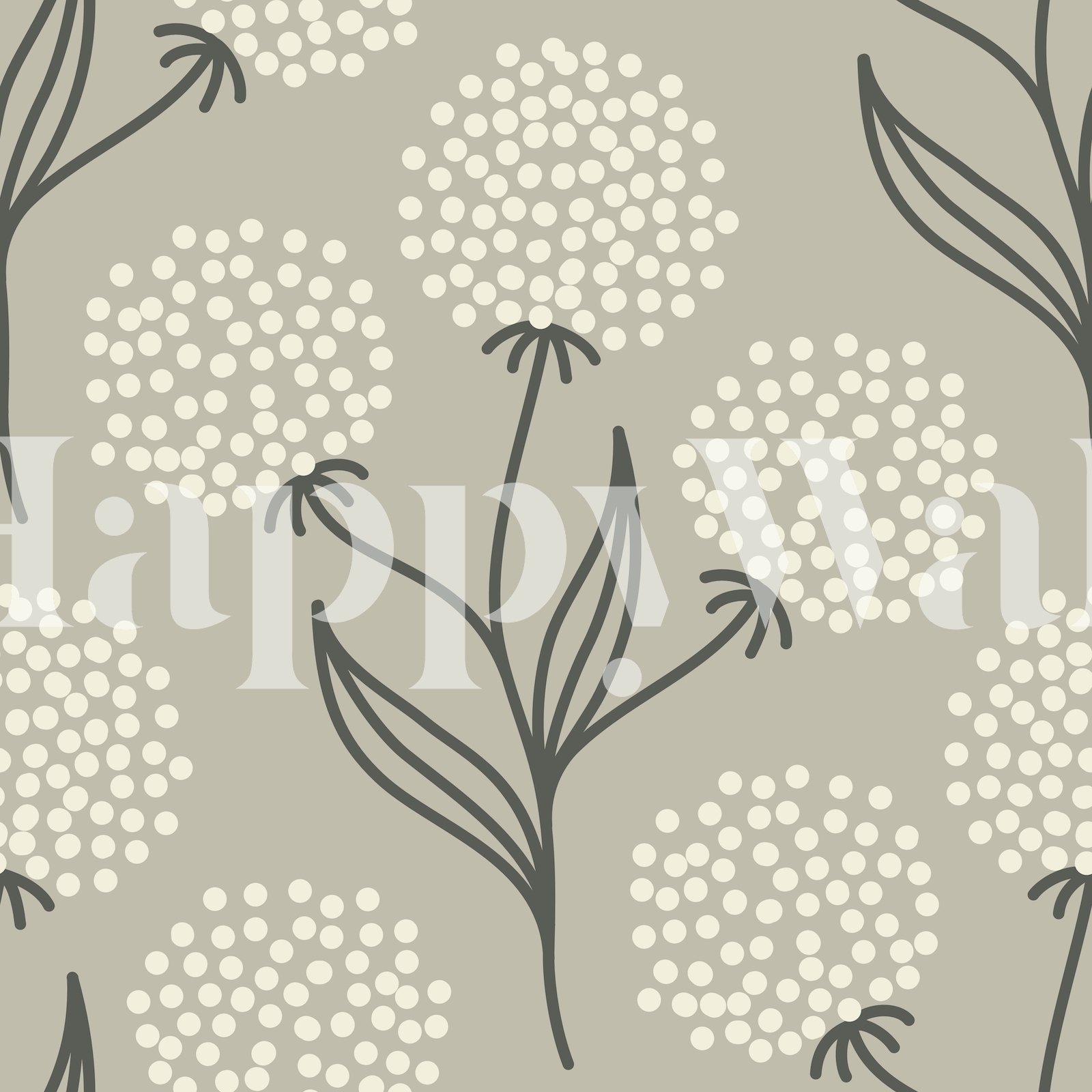 Abstract Meadow Plants Pattern Wallpaper