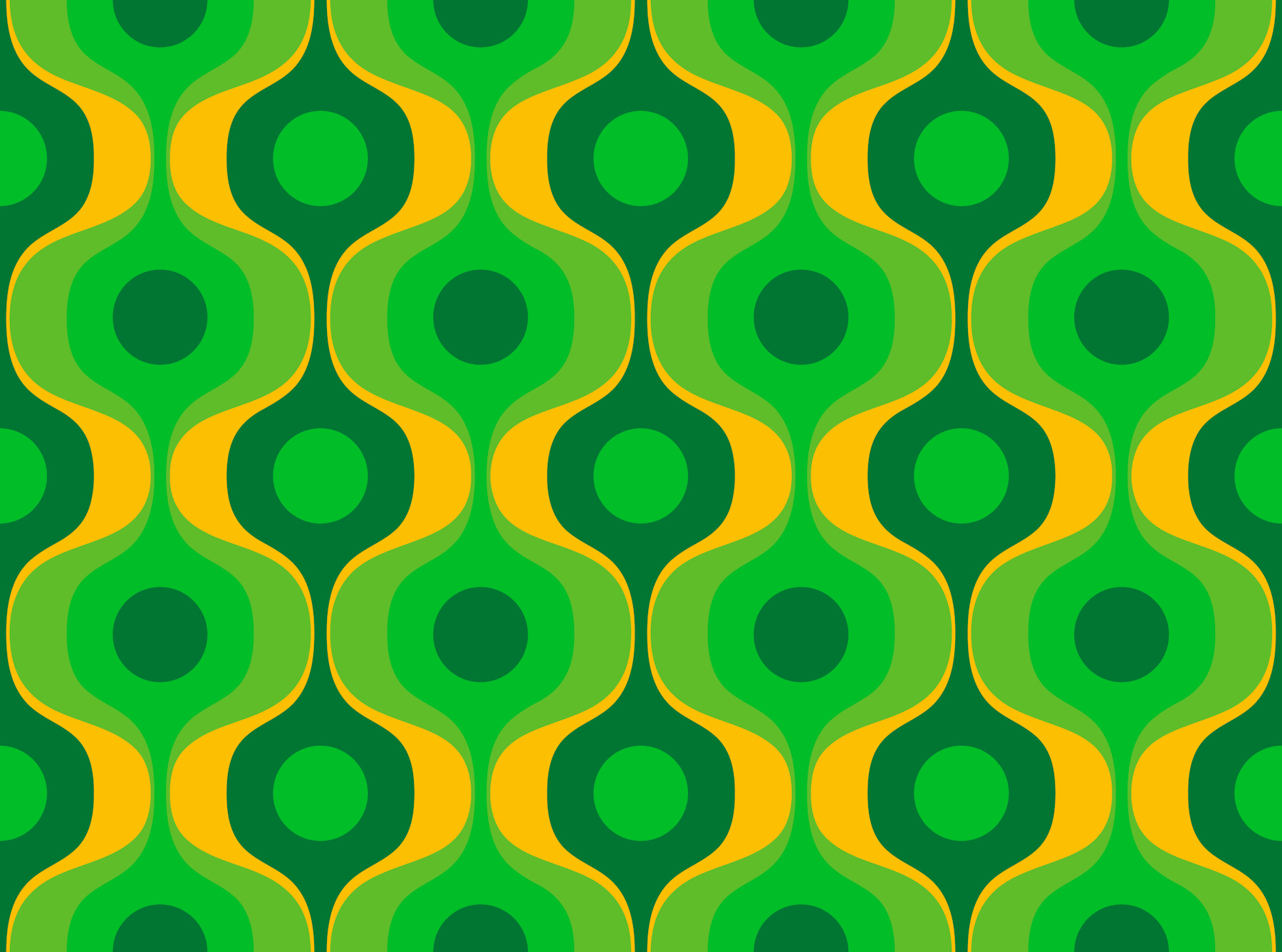 Vivid Green 70s Groovy Geometry Wallpaper