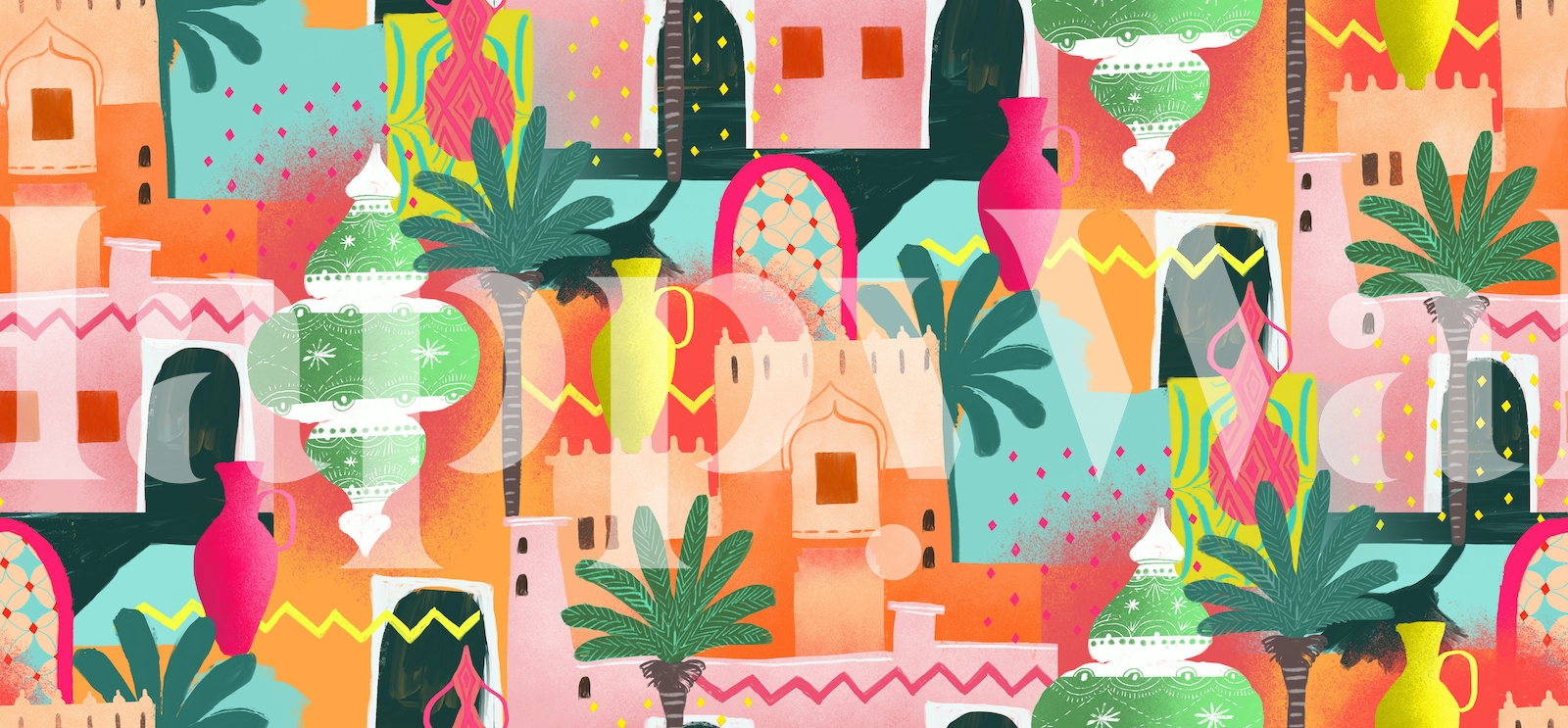Colorful Moroccan Pattern Wallpaper