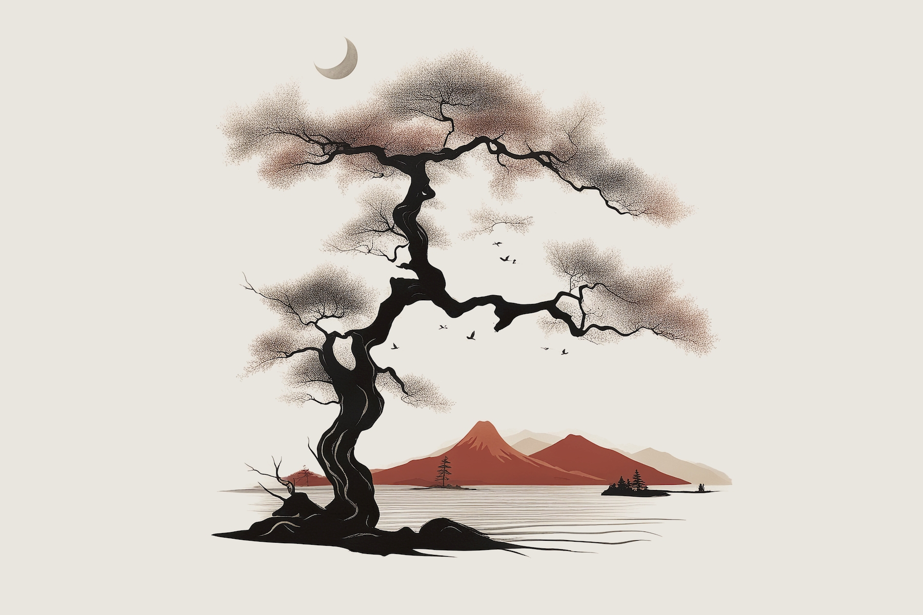 Japandi Zen Landscape wallpaper | Happywall