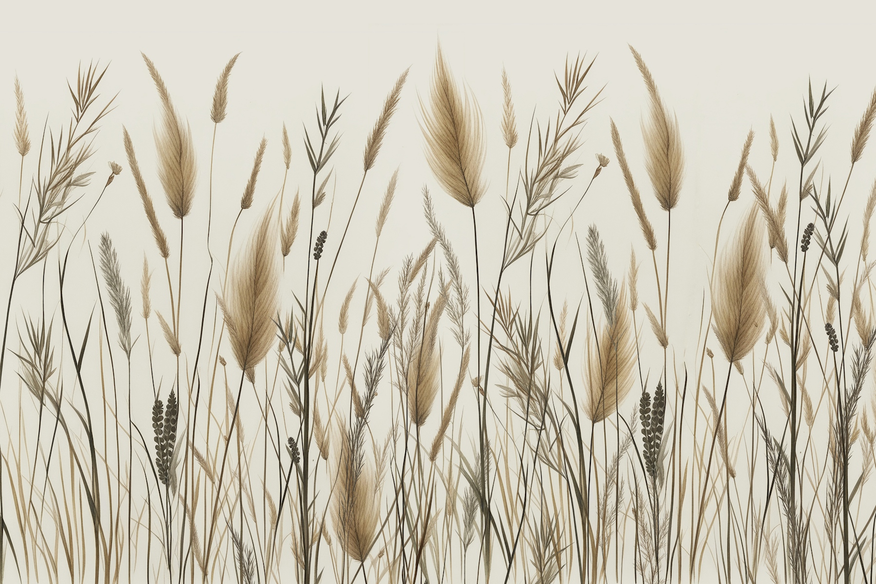 Wild Japandi Grass Botanical wallpaper | Happywall