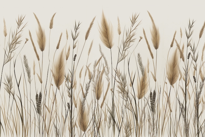 Wild Japandi Grass Botanical Wallpaper - happywall.com
