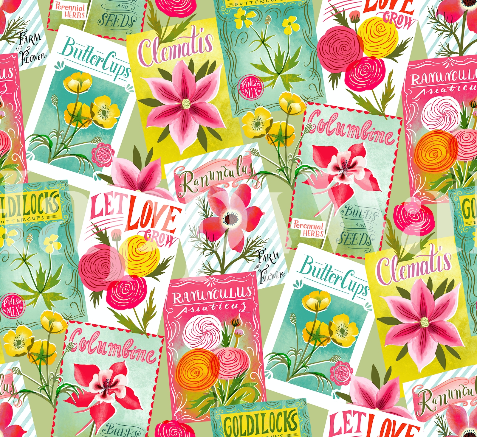 Vintage Seed Packets Wallpaper | Happywall