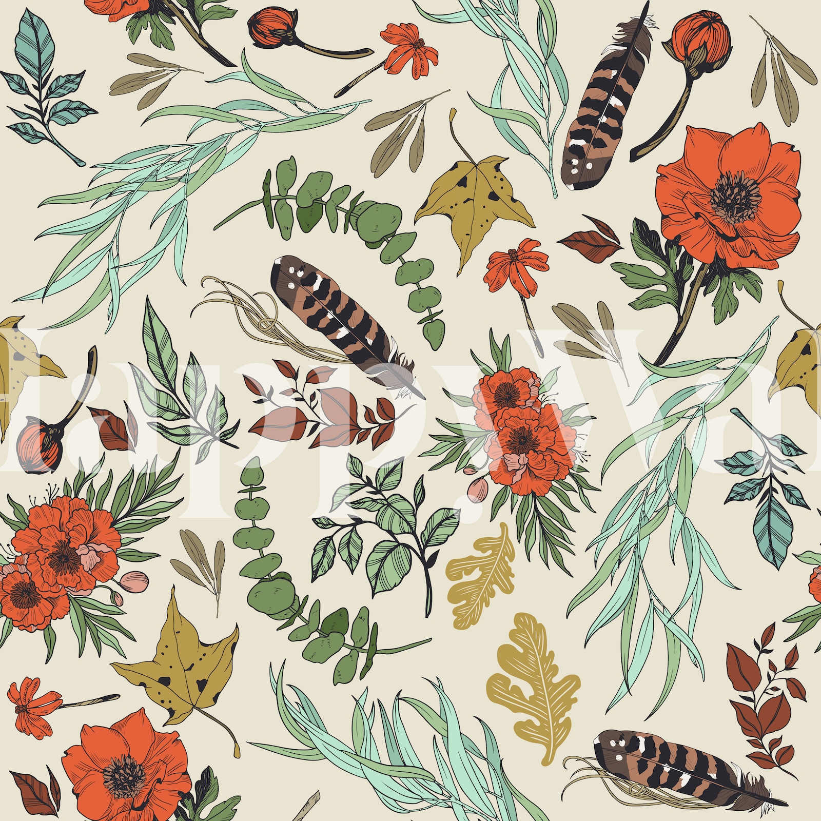 Modern Wild Nature Boho Wallpaper | Happywall