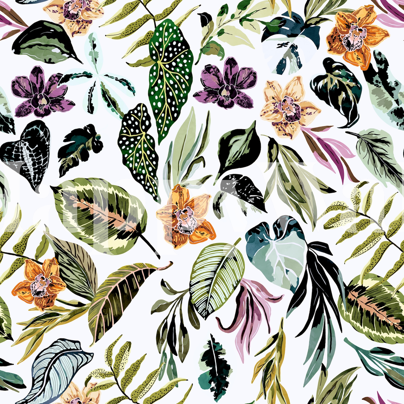 Colorful Floral Jungle Wallpaper
