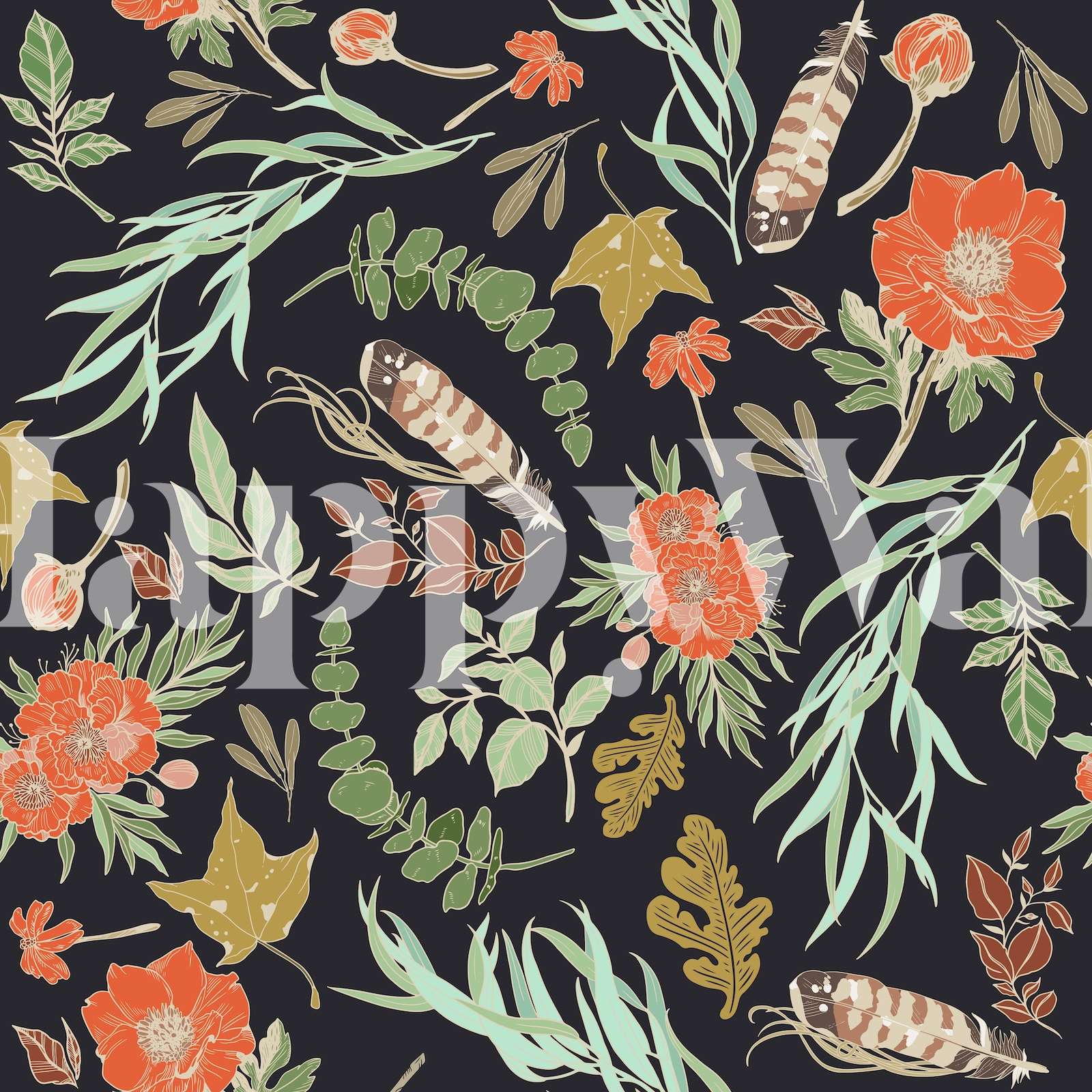 Modern Wild Nature Boho Wallpaper | happywall.com