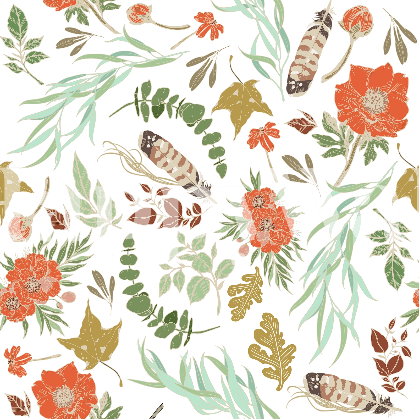 Modern wild nature boho Wallpaper - happywall.com