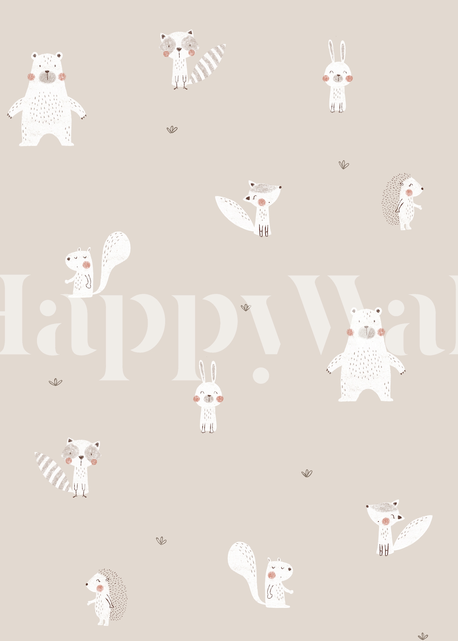 Beige Forest Animal Wallpaper
