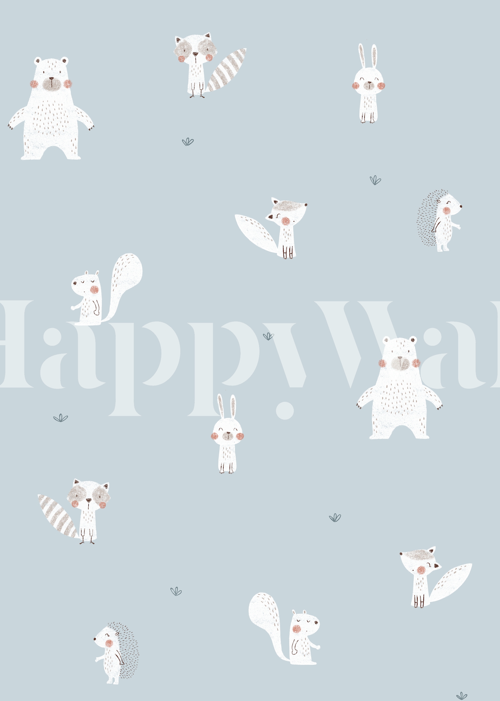 Forest Animals Blue Wallpaper | happywall.com