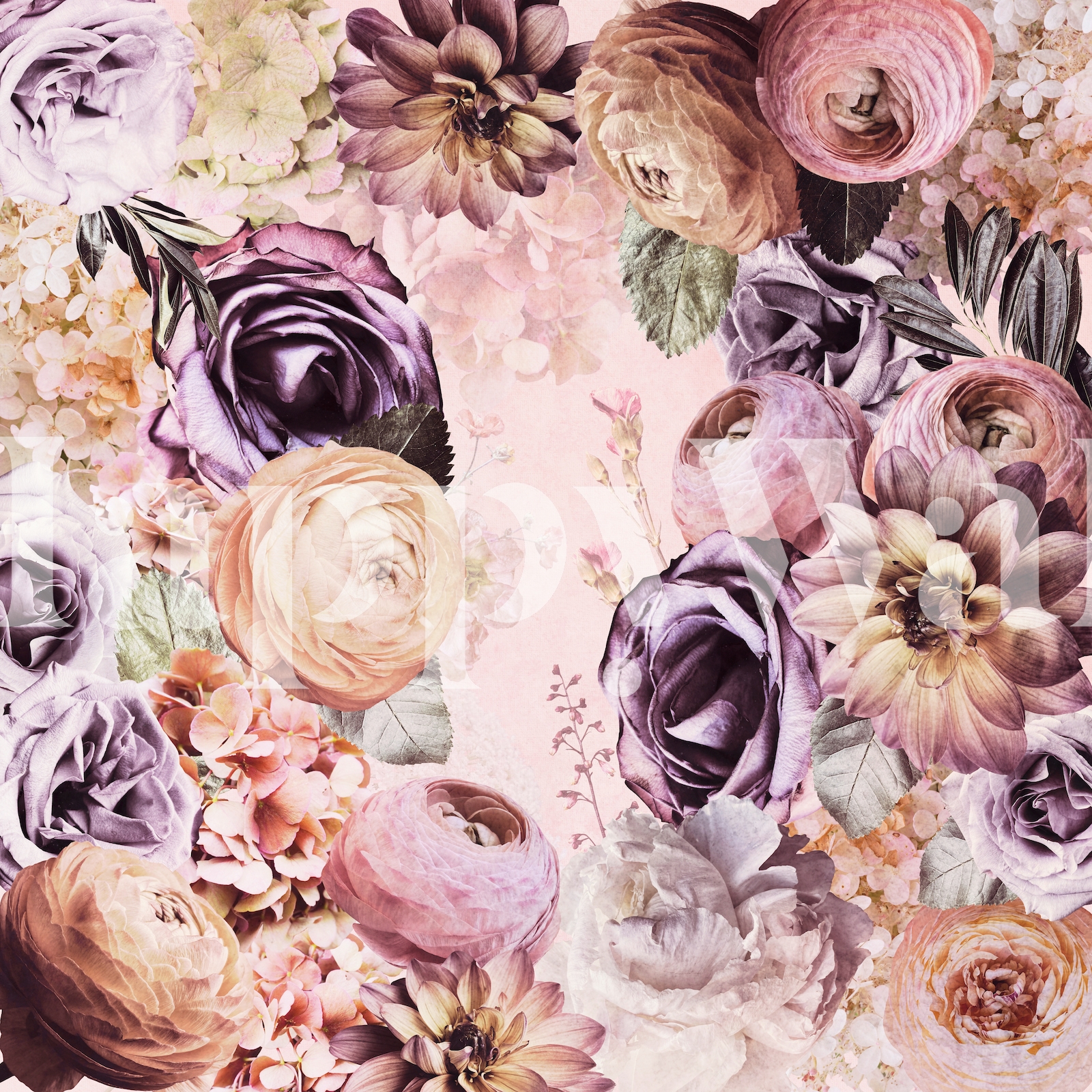 Vintage Blush Baroque Roses Wallpaper - Happywall.com