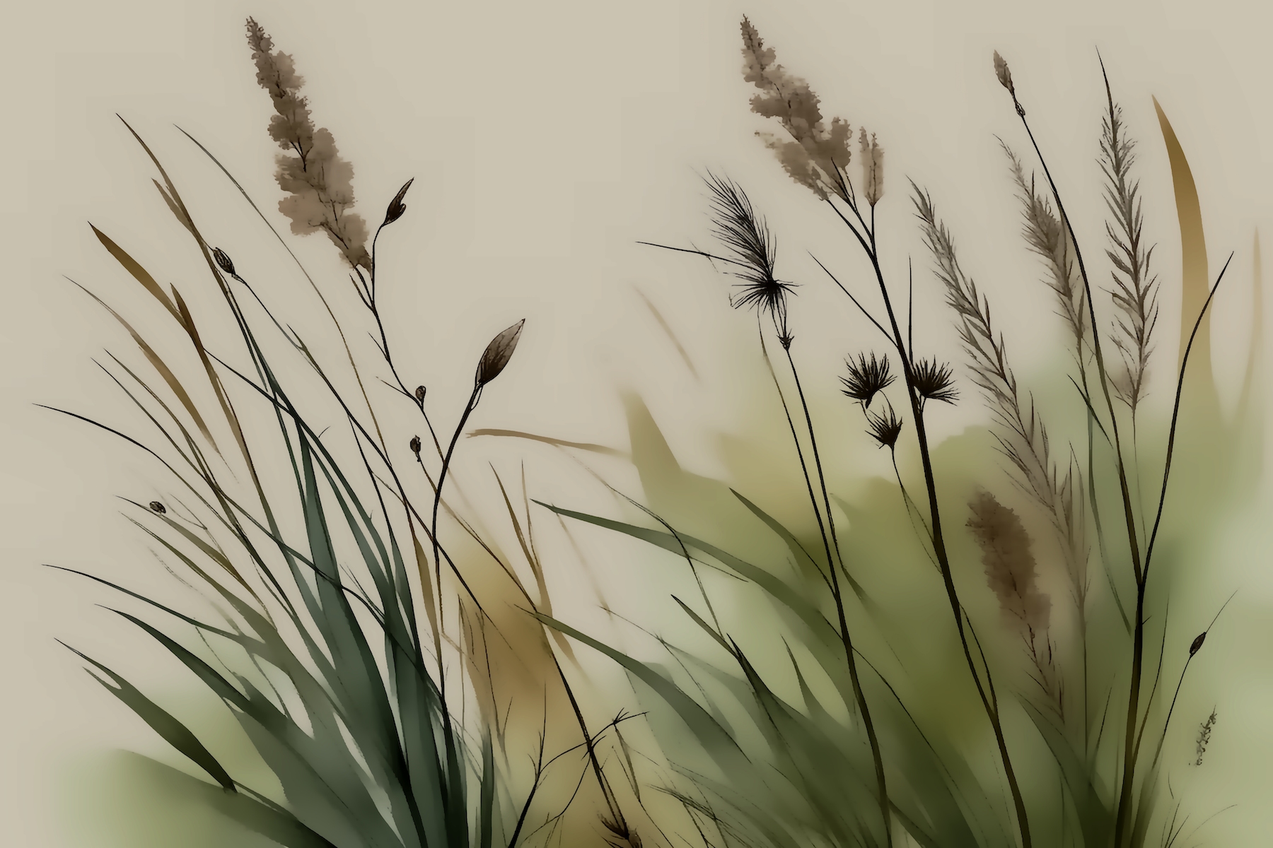 Japandi Wild Flowers wallpaper | Happywall