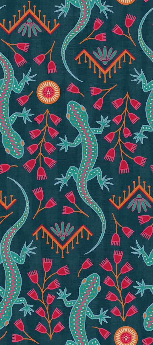 Lizards - Blue & Teal Wallpaper | Happywall