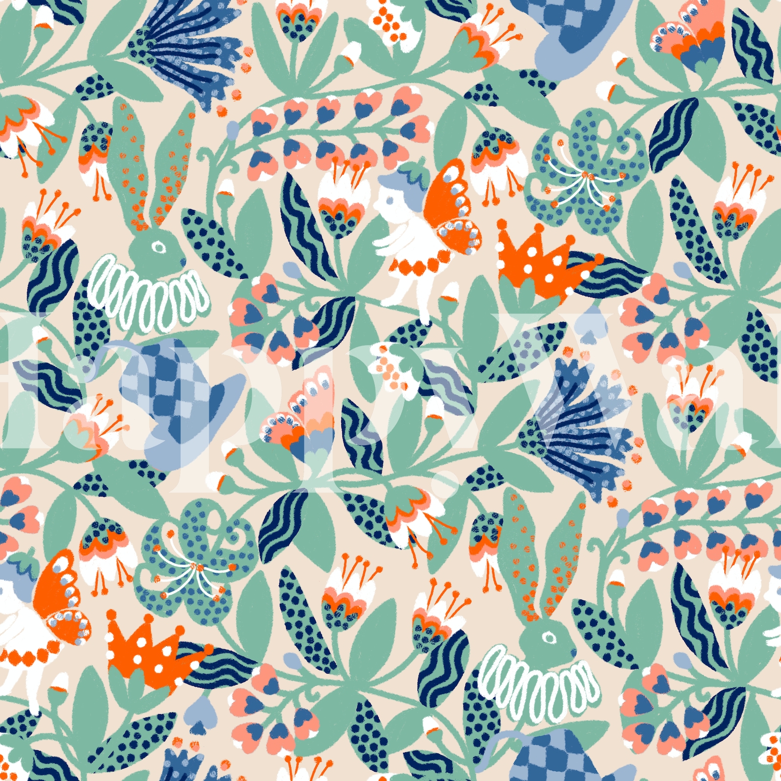 Hidden Whimsical Garden - Pastel Mint | Happywall.com
