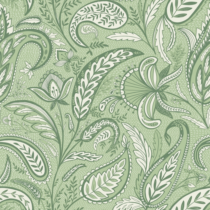 Green Paisley Floral Wallpaper for Bedroom
