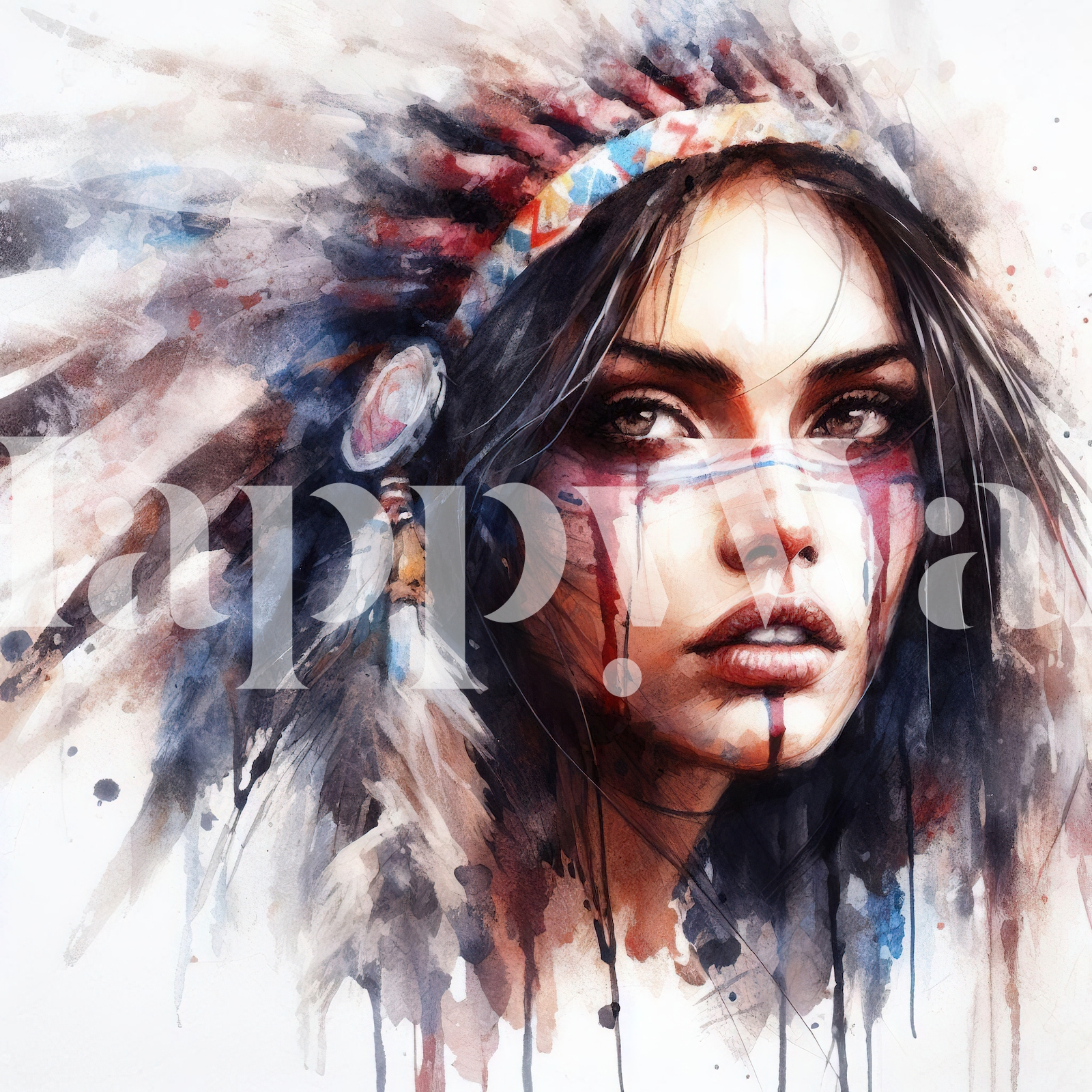 Watercolor Native American Woman #1 wallpaper | Happywall