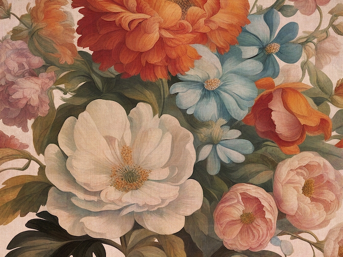 Antique Baroque Flowers - Happywall
