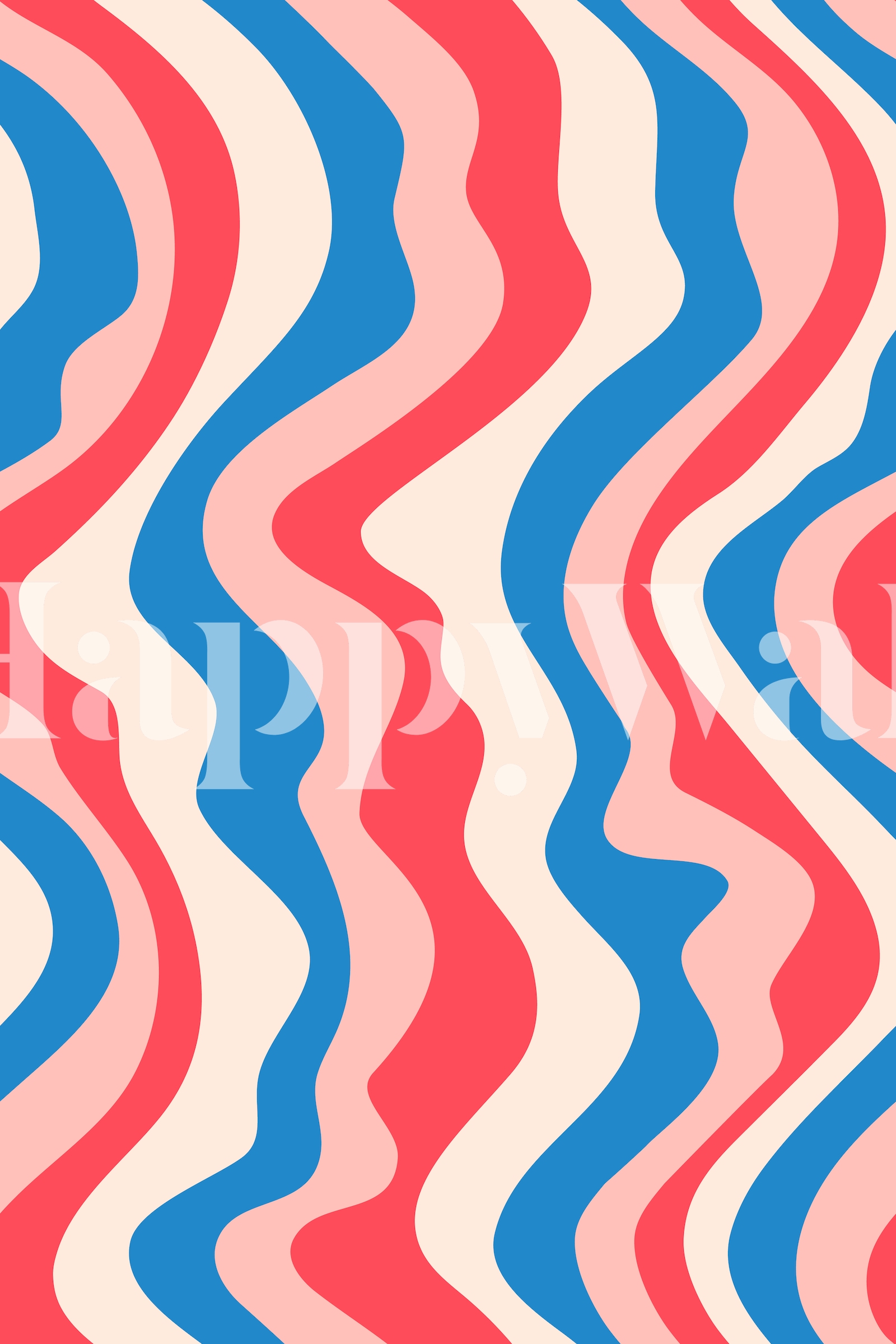Wavy Striped Wallpaper Red Blue for Bedroom