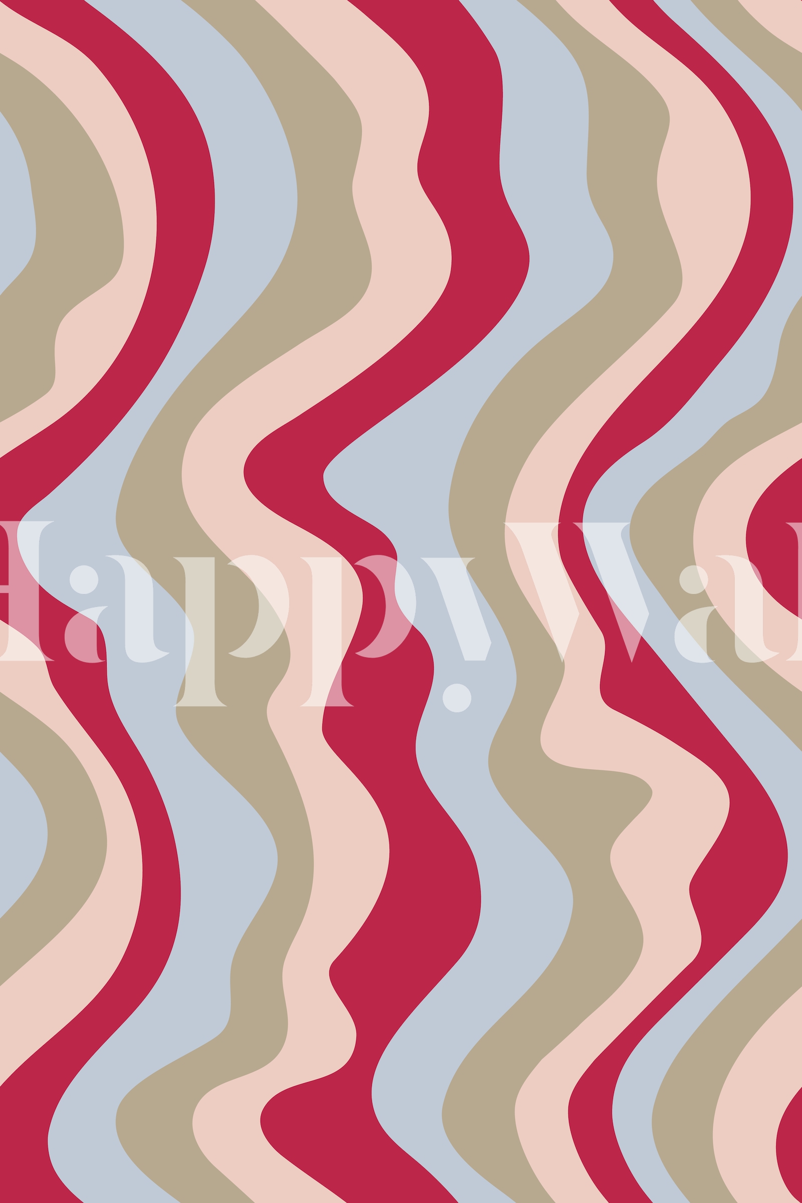 Wavy Striped Wallpaper in Magenta and Blue