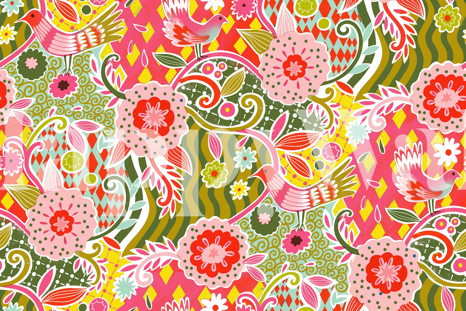 Maximalism Pattern Clash Wallpaper | Happywall