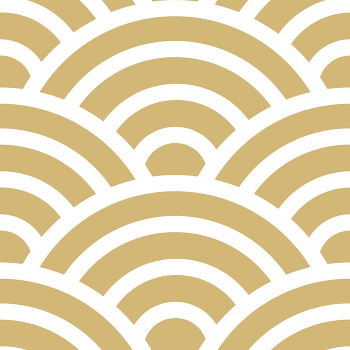 Seigaiha Wave Motif 2 Gold - Happywall