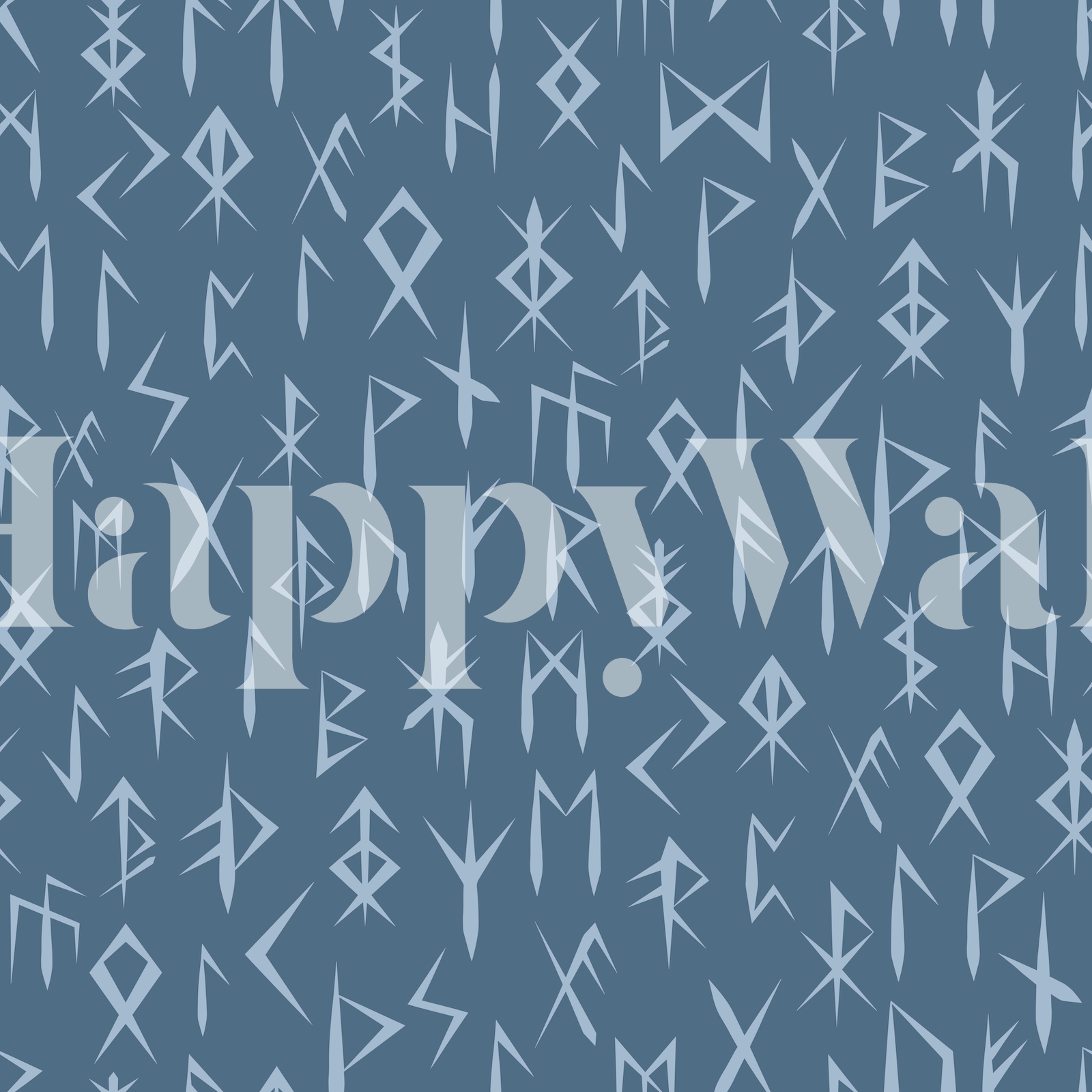 Nordic Runes Pattern Blue Wallpaper