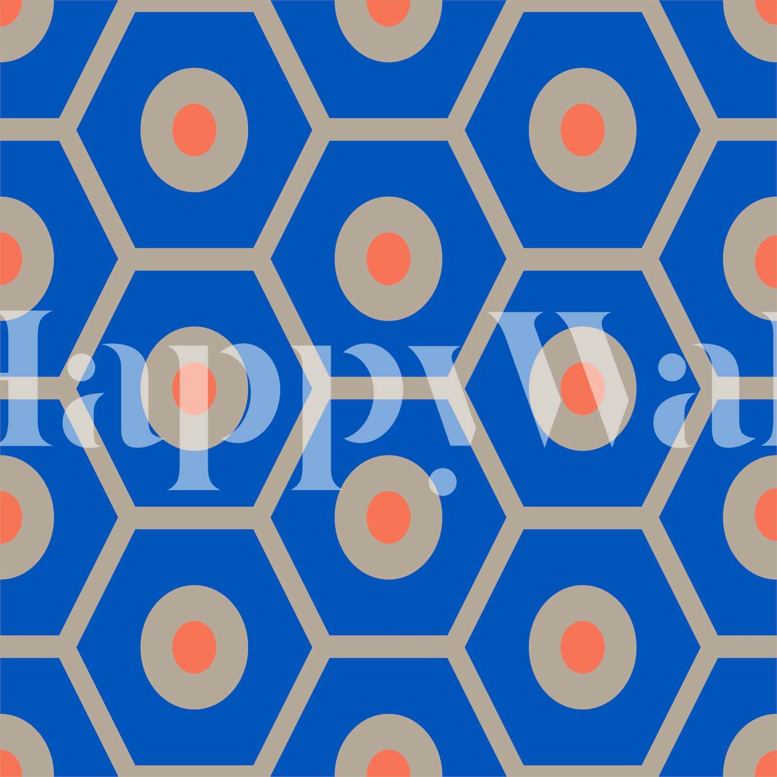 Cobalt Blue Geometric Hexagon Wallpaper