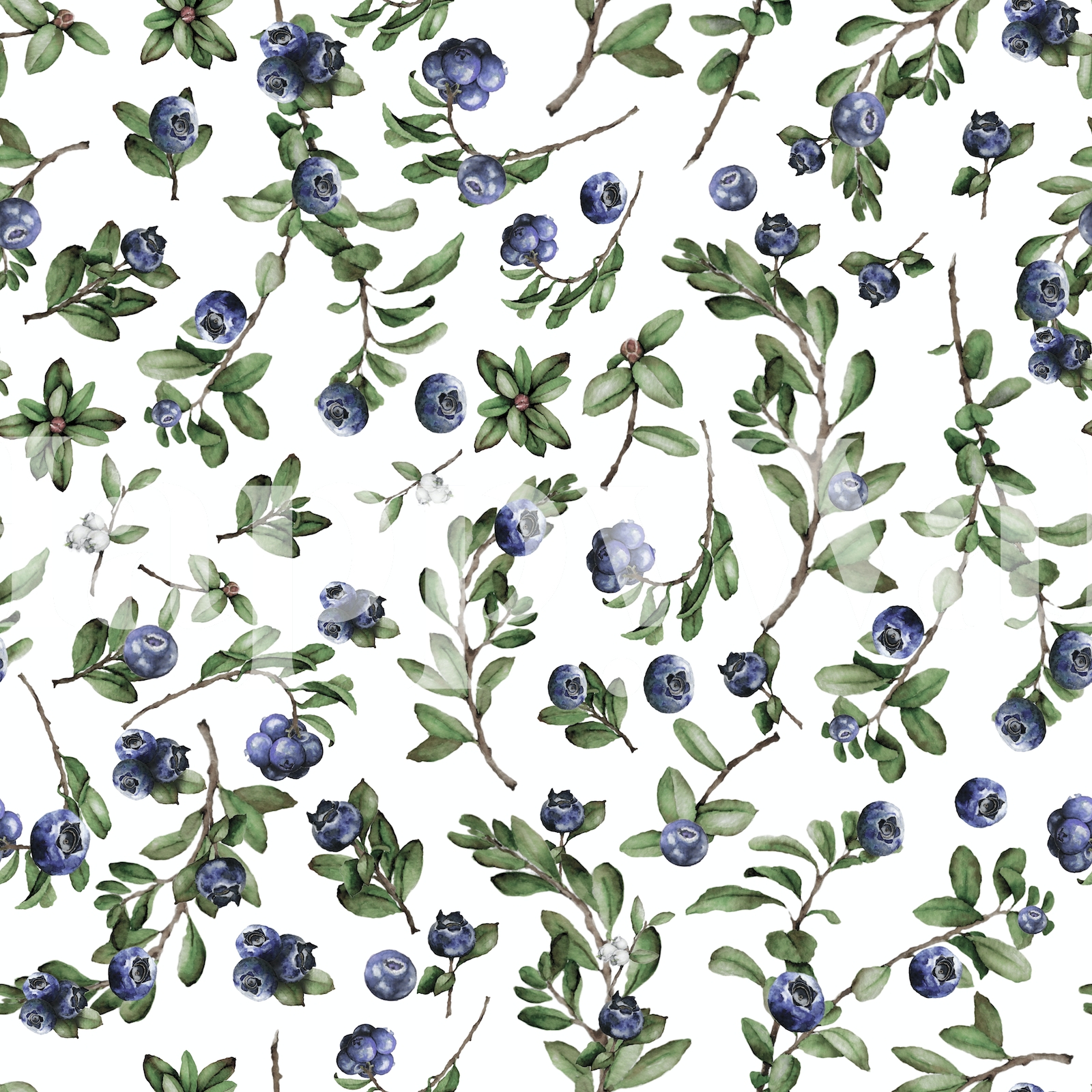Blueberry Floral Wallpaper for Kitchen Decor