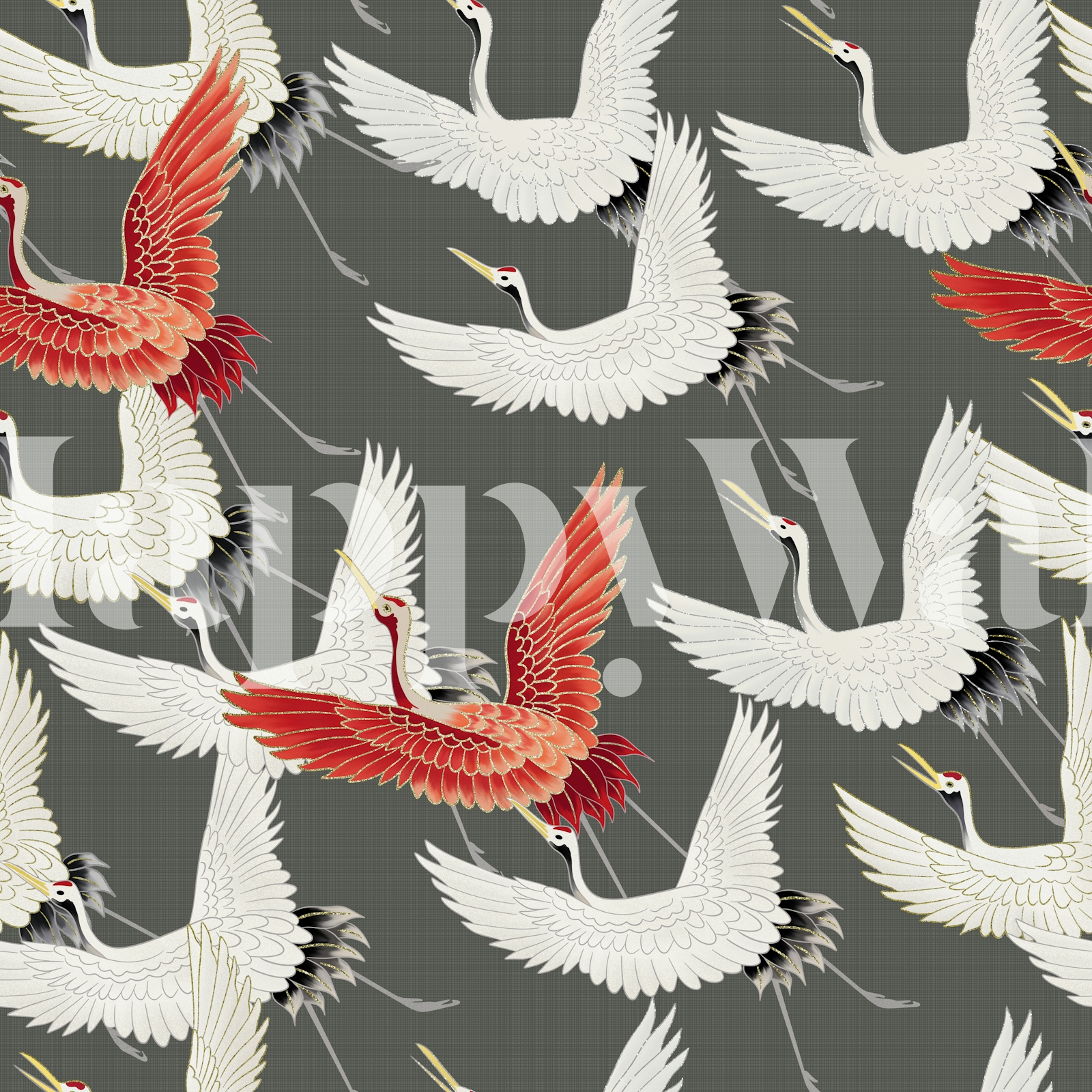 Japanese Cranes Wallpaper | happywall.com