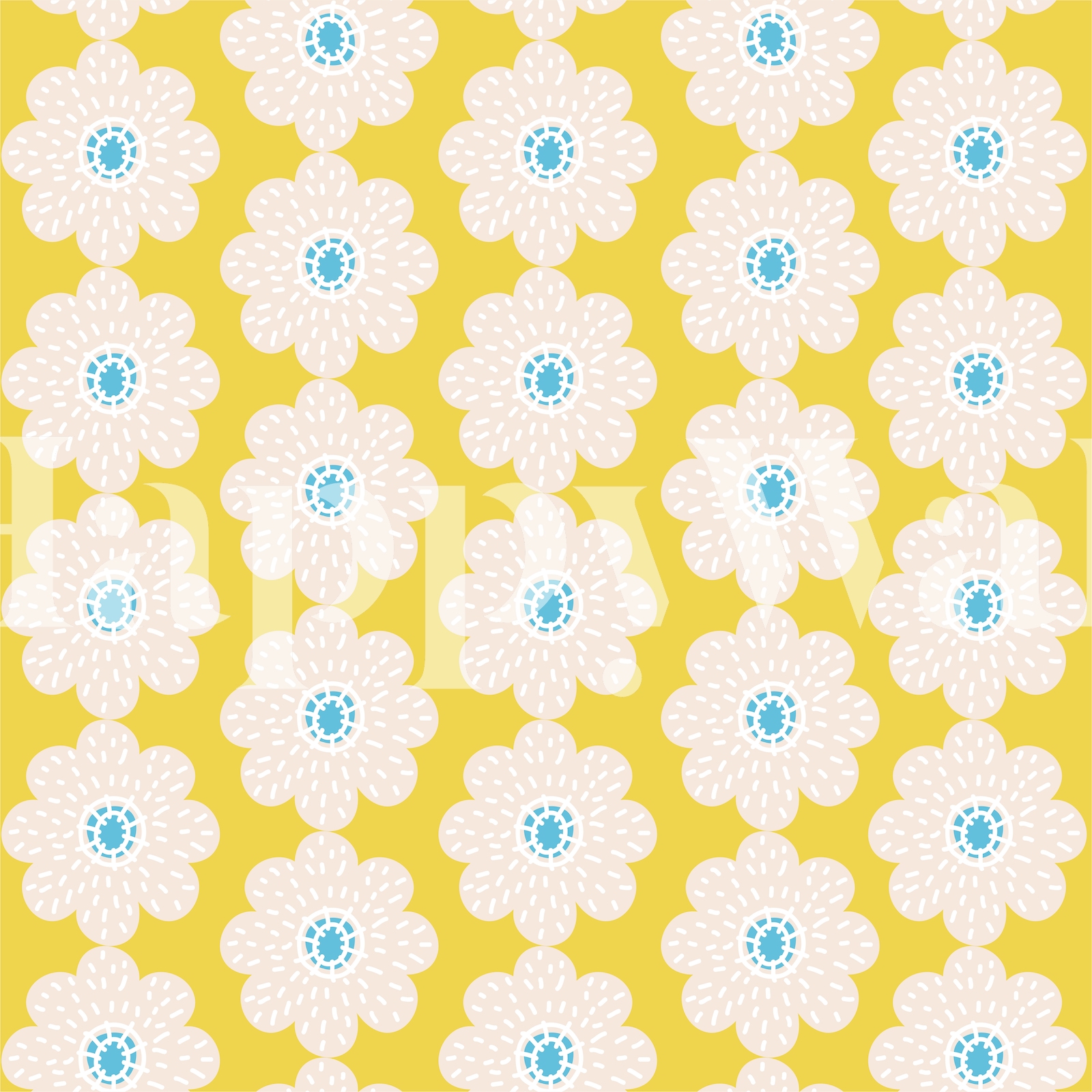 Honey Yellow Floral Daisy Pattern Wallpaper
