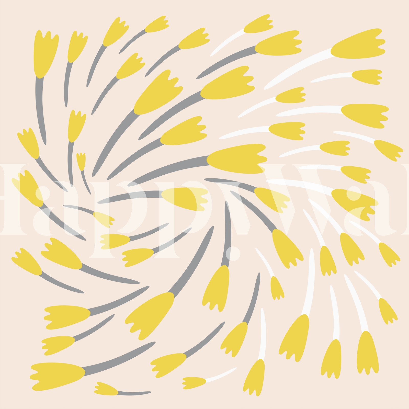 Neutral Tan Tulips Pattern - Happywall