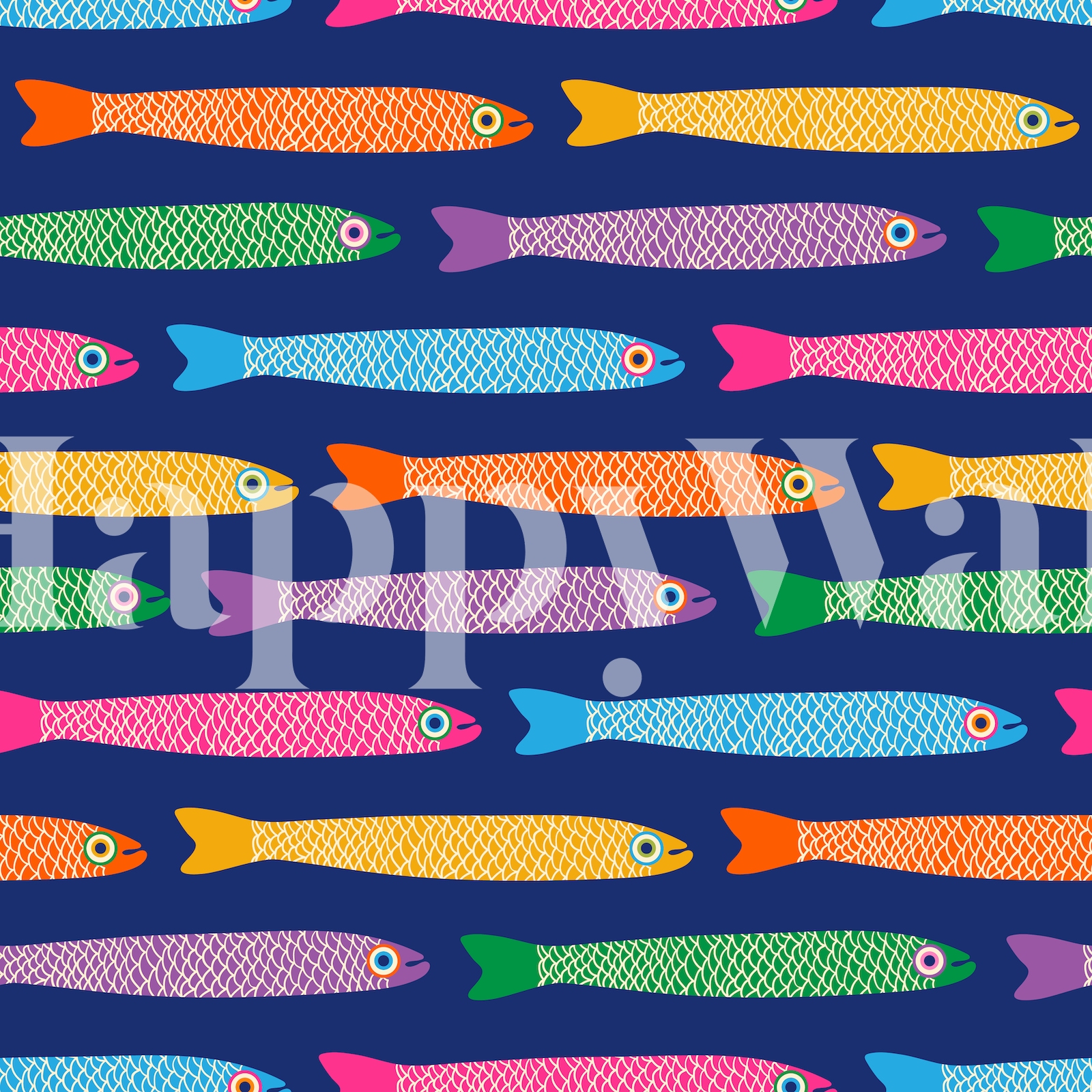 Colorful Fish Print Wallpaper