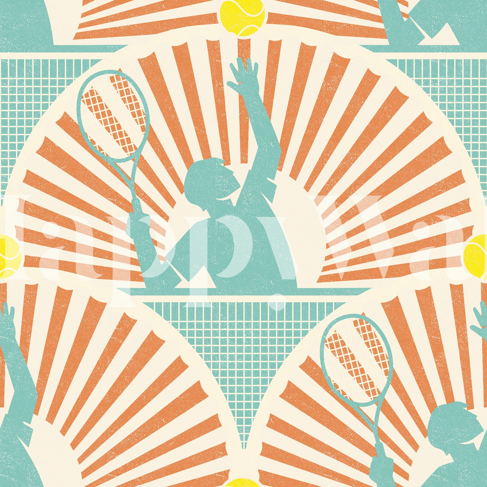 playing tennis in the sunshine - blue sienna wallpaper | Happywall