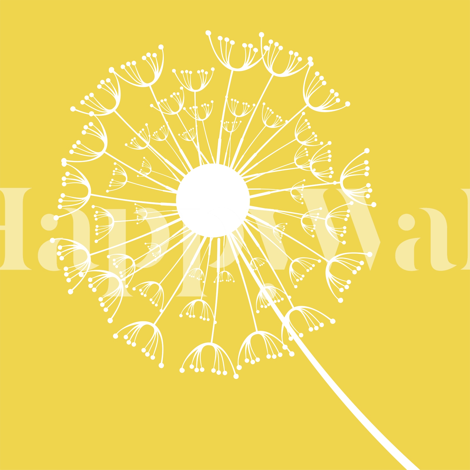 Mustard Yellow Dandelion Floral Wallpaper